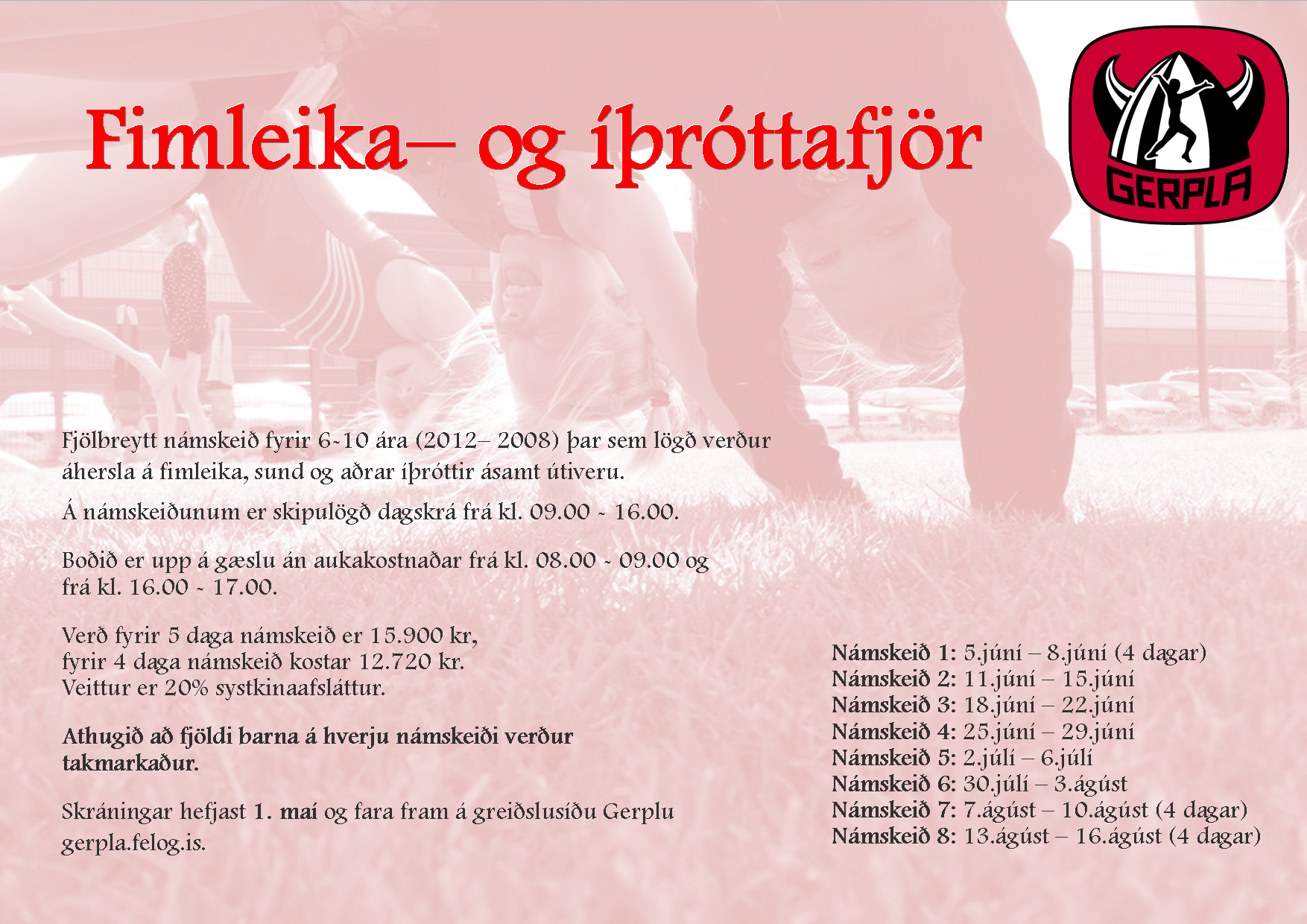 Sumarnámskeiðið Fimleikar- og íþróttafjör – Íþróttafélagið Gerpla